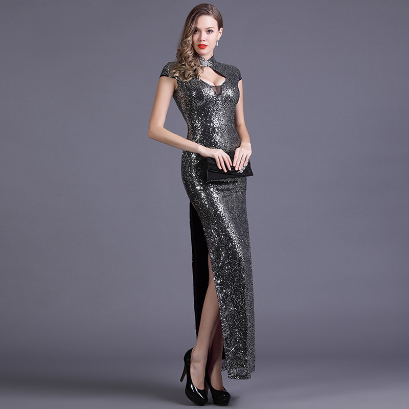 Sexy Modern Beaded Long Qipao Cheongsam Dress Qipao Cheongsam